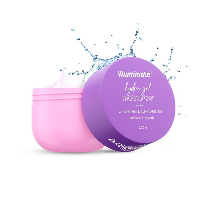 Aqualogica Illuminate + Hydra Gel Moisturizer with Wild Berries & Alpha Arbutin-200g|24 Hour ...