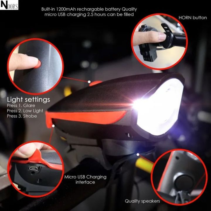 K.I COMPANY Cycle light & Horn with High Low Flashing Beam and 140 DB ...