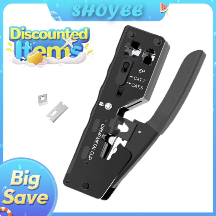 RJ45 Crimp Plier Pass Through Crimper Stripper Cutter for Cat7 Cat6 ...
