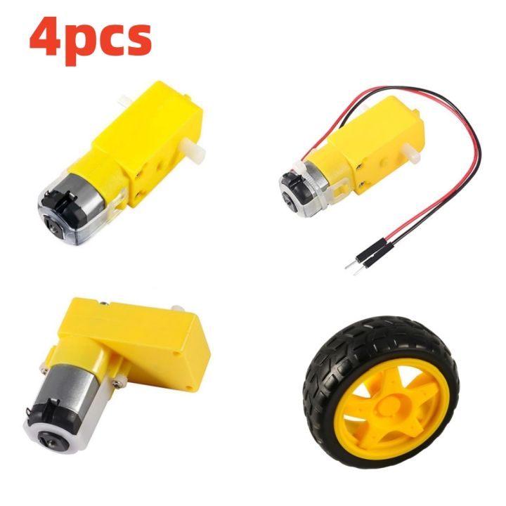 4pcs TT Motor Smart Car Robot Gear Motor Wheel Kit 3-6V DC Electric ...