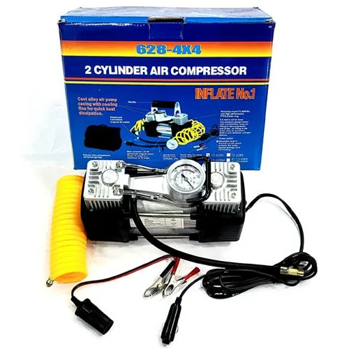 CAR PORTABLE DUAL 2 CYLINDER HEAVY DUTY AIR COMPRESSOR TYRE INFLATOR ...