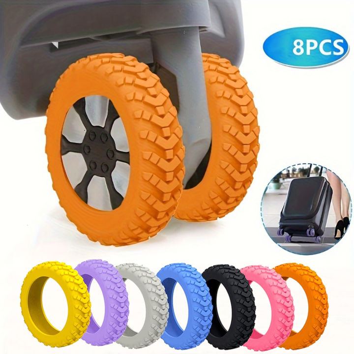 8pcs Silicone Luggage Wheel Covers Suitcase Caster Protectors Reduce ...