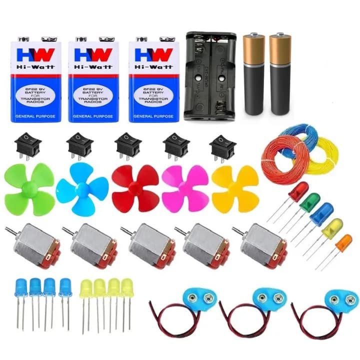 Complete DIY Electronics Mega Kit with Mini DC Motors, LED Lights ...