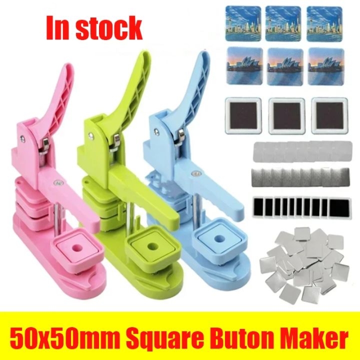 50x50mm Square Refrigerator Badge Press Machine Rotating Manual Making ...