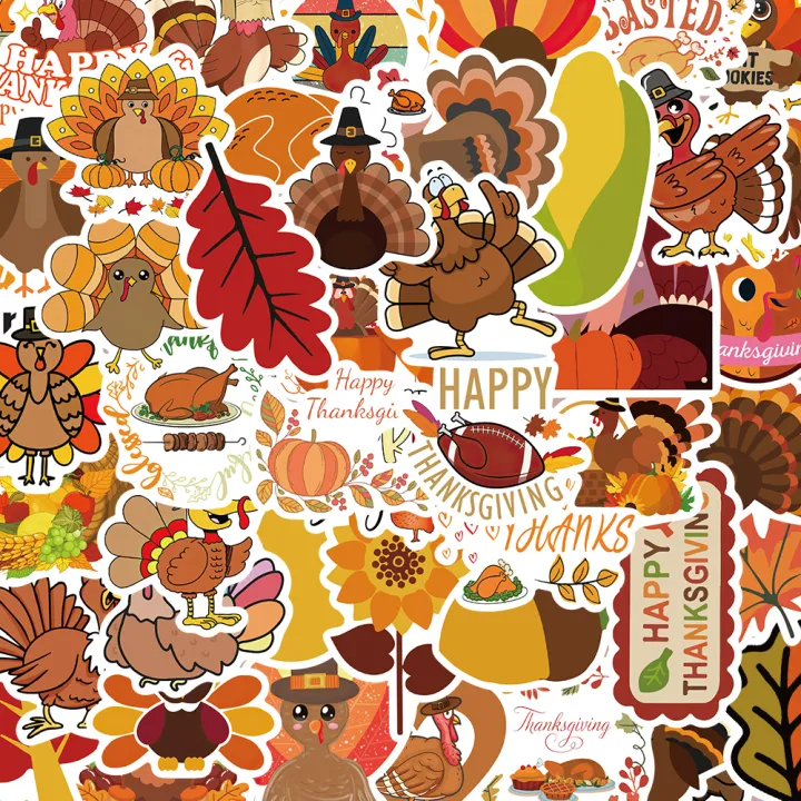 50pcs Thanksgiving Turkey Vinyl Stickers Perfect for Laptops, Water ...