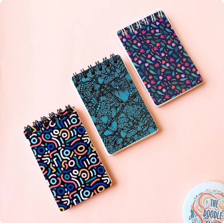 Set of 3 Abstract Mini Notepads Pocket Notepad Small Blank Pages ...