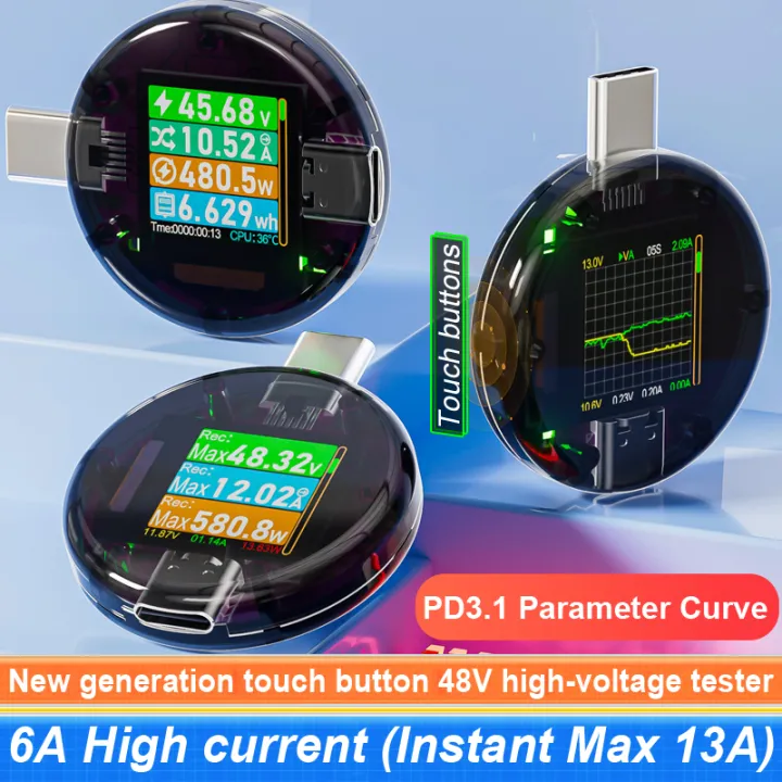 48V 12A Type-C PD3.1 Charger Detection Tester DC Digital Voltage ...