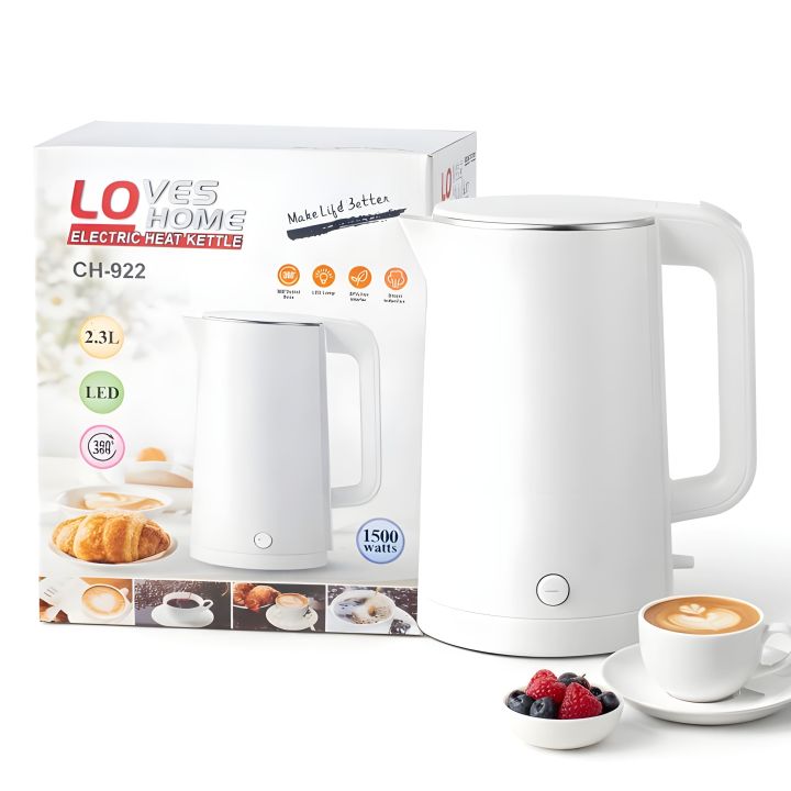 Electric Kettle 2.3 Liter Stainless Steel Body - 1500W Fast Boil ...