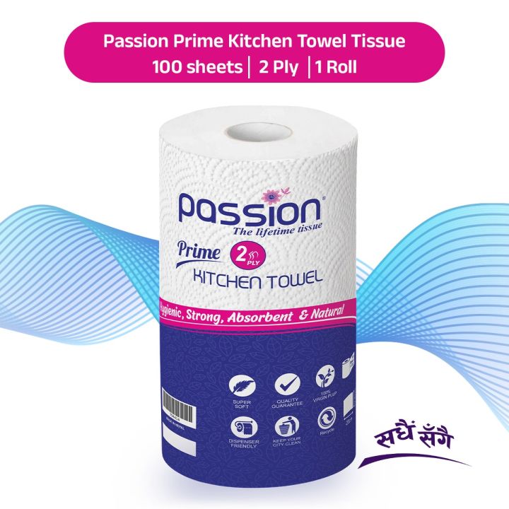 Passion Prime 2 Ply Kitchen Towel Roll 100 Sheets - 1 Roll Pack | Daraz ...