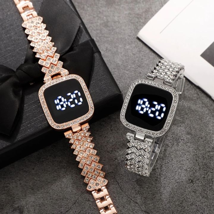 ladies watch LED Fashion Watch For Women Touch Screen Ladies Time Steel ...