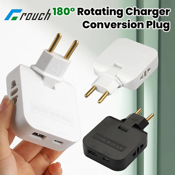 4 in 1 180° Rotating Charger Conversion Plug 4.8mm EU/US Converter ...