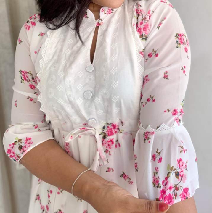 long gown frock floral printed frock high quality fabric | Daraz.com.bd