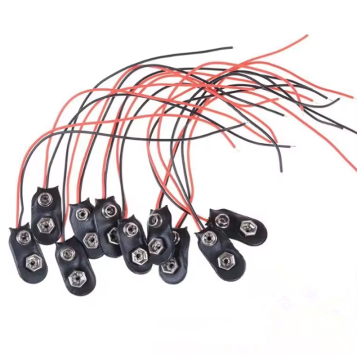 10Pcs 9V Battery Clips 15cm Cable Connection Buckle Battery Clip ...