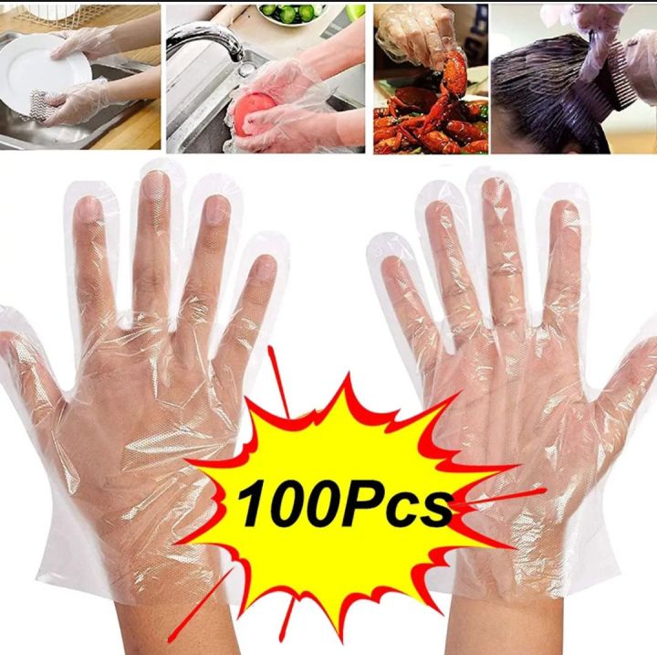 Poly One Time (disposable) Hand Gloves-100Pcs | Daraz.com.bd