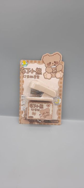 Mini stapler with pins cute Bear 🐻 for school college.. | Daraz.pk