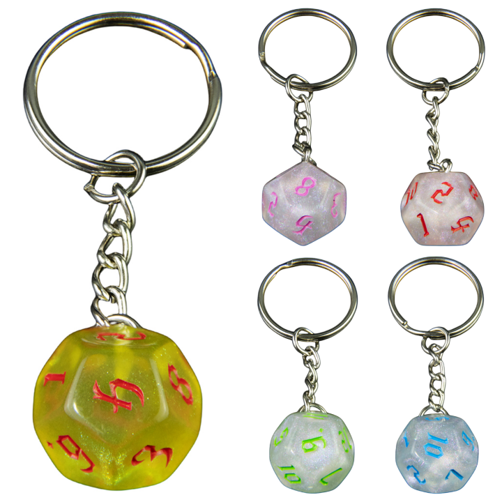 Acrylic Dice Keychains D12 die Pendant - Decorative Key Fobs for Bags ...