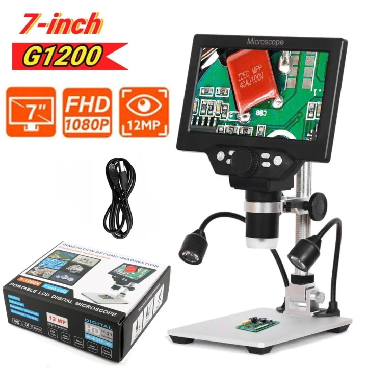 1200X Digital Microscope 12MP Electronic Video Microscopes 7 Inch HD ...