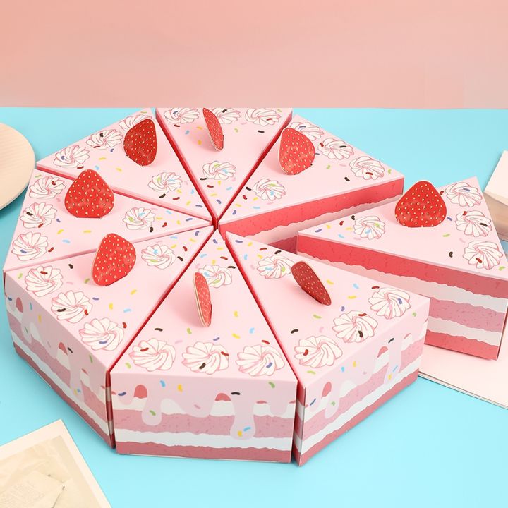 8Pcs Cake Shaped Cookie Cracker Box Paper Gift Boxes Baby Shower Favors ...