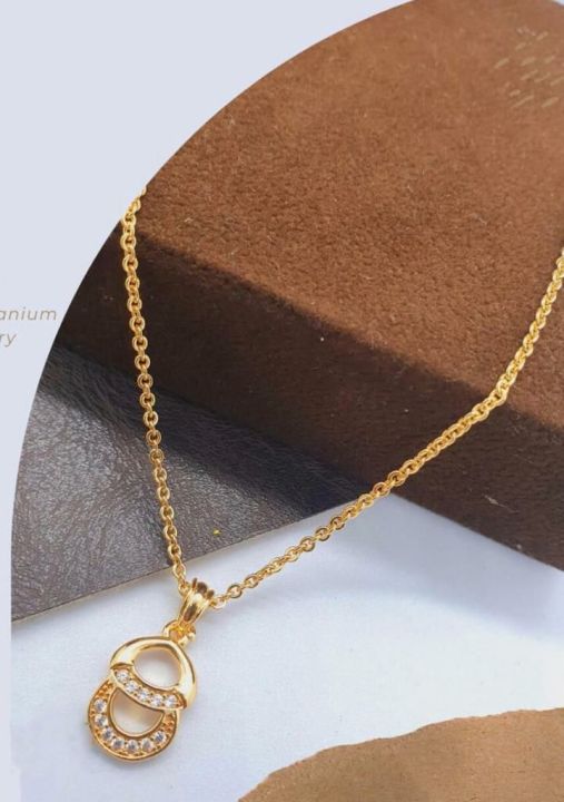 18k gold plated Diamond 5&7 stones mixed pandant chain and necklace ...
