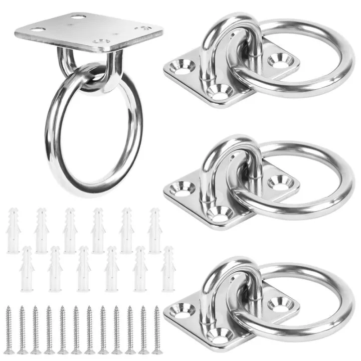 Pack of 4 Stainless Steel Eye Plates with Eyelets – Heavy Duty Mounting ...