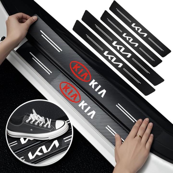1/4/5Pcs Car Door Sill Scuff Plate Decor Carbon Fiber Stickers For Kia ...