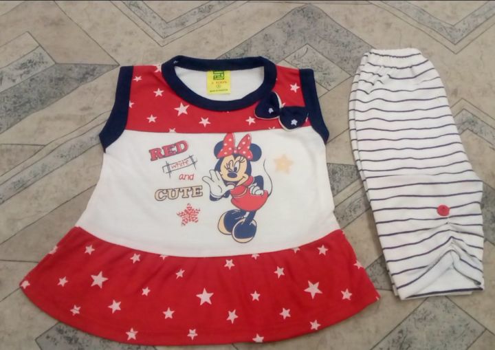 Newborn Baby Girl Mickey mouse face froka with trouser | Daraz.pk