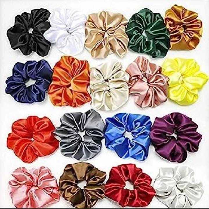 3 pcs Elegant Women ( pack of 3 random Colors ) Ponytail Scrunchies ...