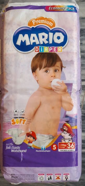 Mario Baby Diapers Size 5 X Large 36 Pcs Jumbo Pack (+14Kgs) | Mario ...