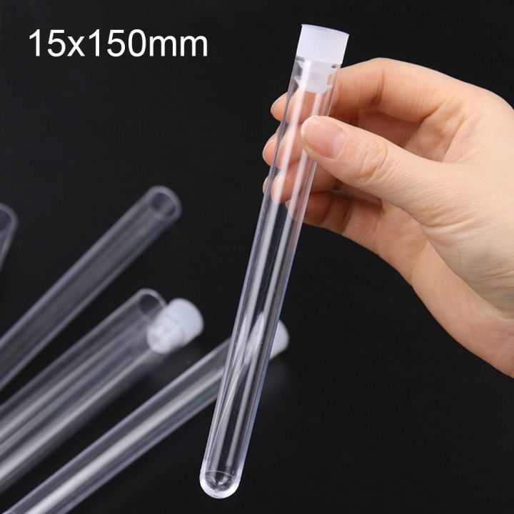 10PCS 15x150mm Plastic Test Tubes Vials Sample Container Sample Tube ...