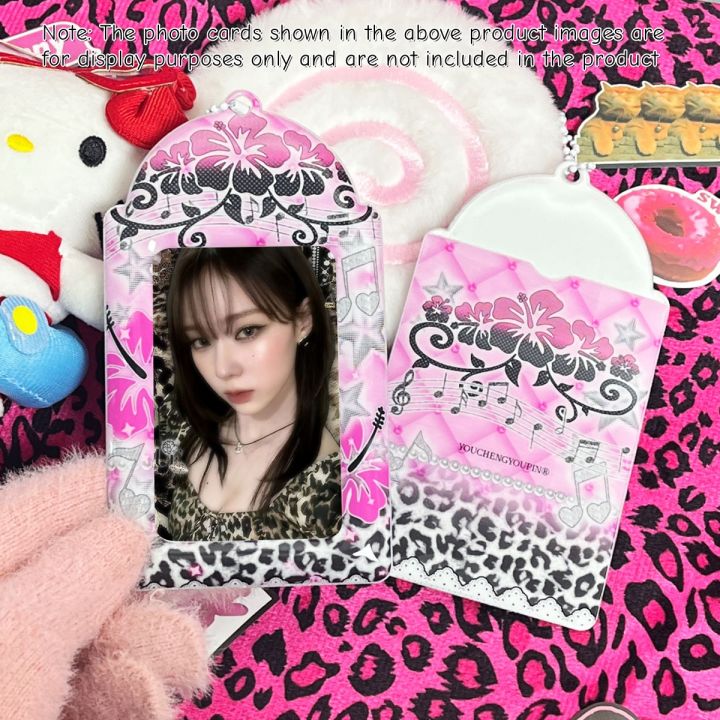 Personality Pink Leopard Print Fu Sang Flower Card Holder,PU material ...