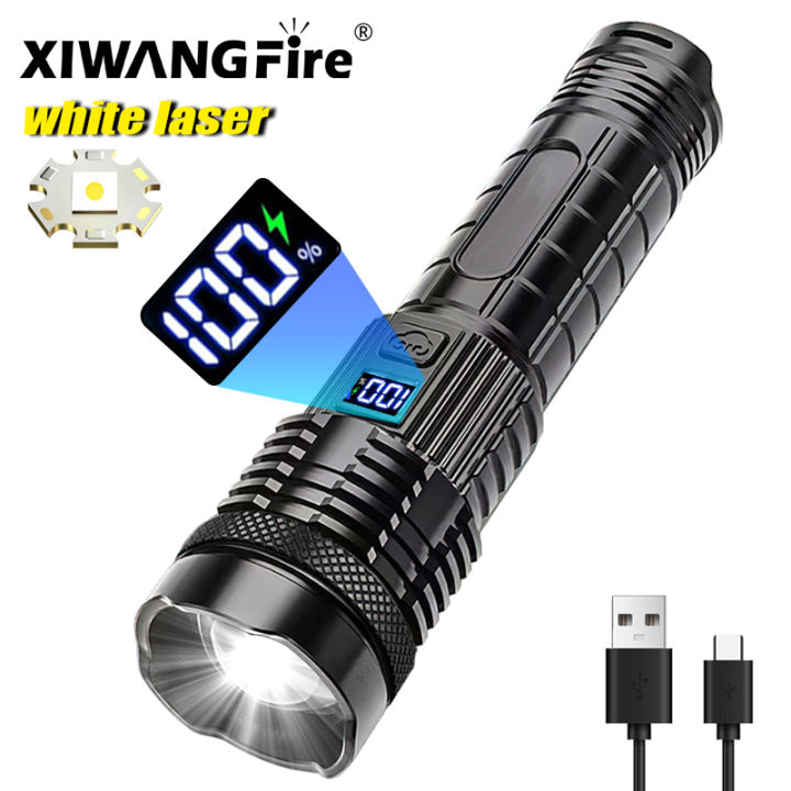 Powerful LED Flashlight Usb Rechargeable Portable Torch Built-in 18650 ...