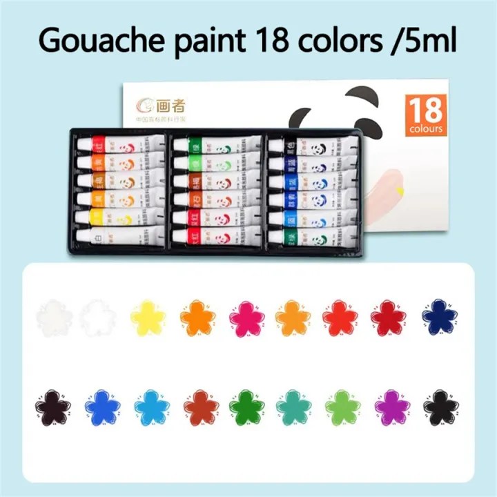 Gouache paint set, featuring 12 colors/18 colors/24 colors, 5 ml/0.17 ...