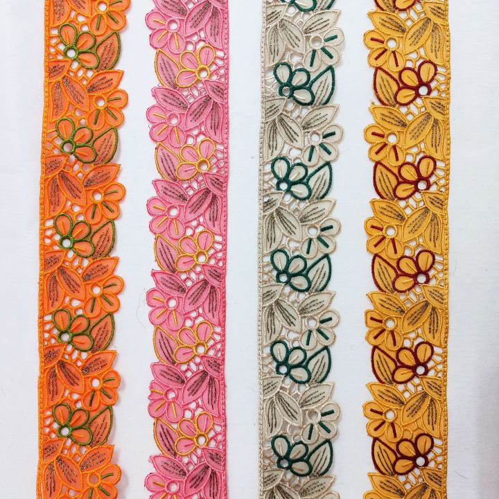 (01 Gaz) Organza Tissue Lace – Fancy Laces for Clothes | Embroidered ...