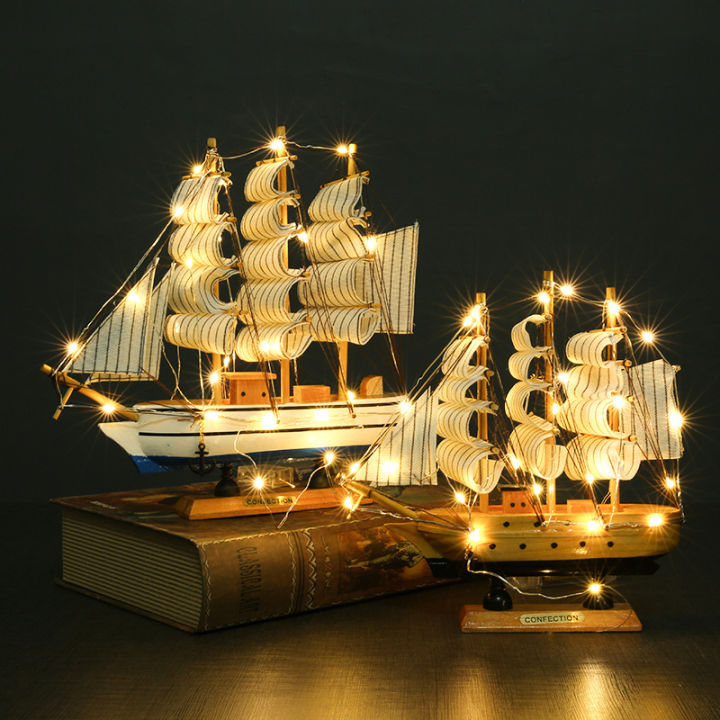Pirate ship Sailboat model Wooden small wooden boat decoration Cake ...