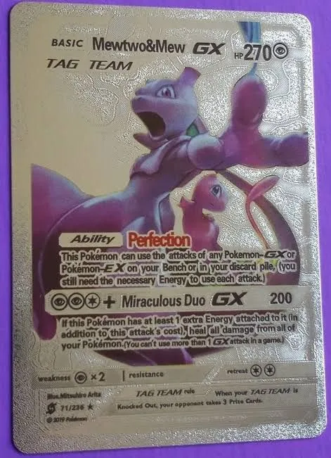 Mavin | Mewtwo & Mew GX Tag Team Silver Foil Pokemon Card | Daraz.pk