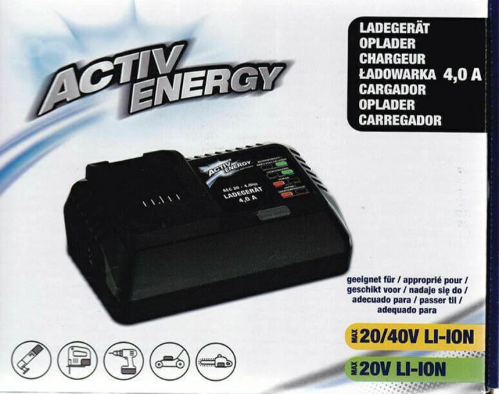 Activ Energy 4.0A battery charger for Ferrex 20V/40V Li-Ion batteries ...