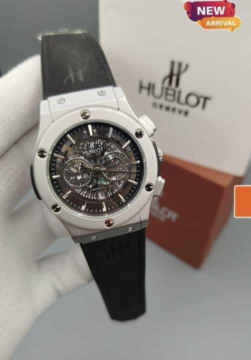 HUBLOT GENTS WATCH COLLECTION HIGH QUALITY QUARTZ MACHINE LEATHER STRAP ...