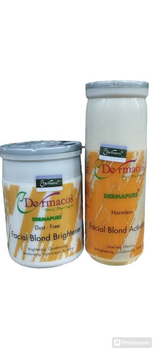 Dermacos Whitening Bleach Set, Facial Blond Brightner 200g+Facial Blond ...