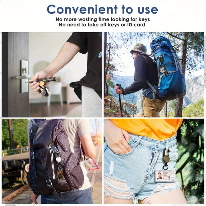 One Heavy-Duty Retractable Multifunctional Keychain With A Steel Cord ...