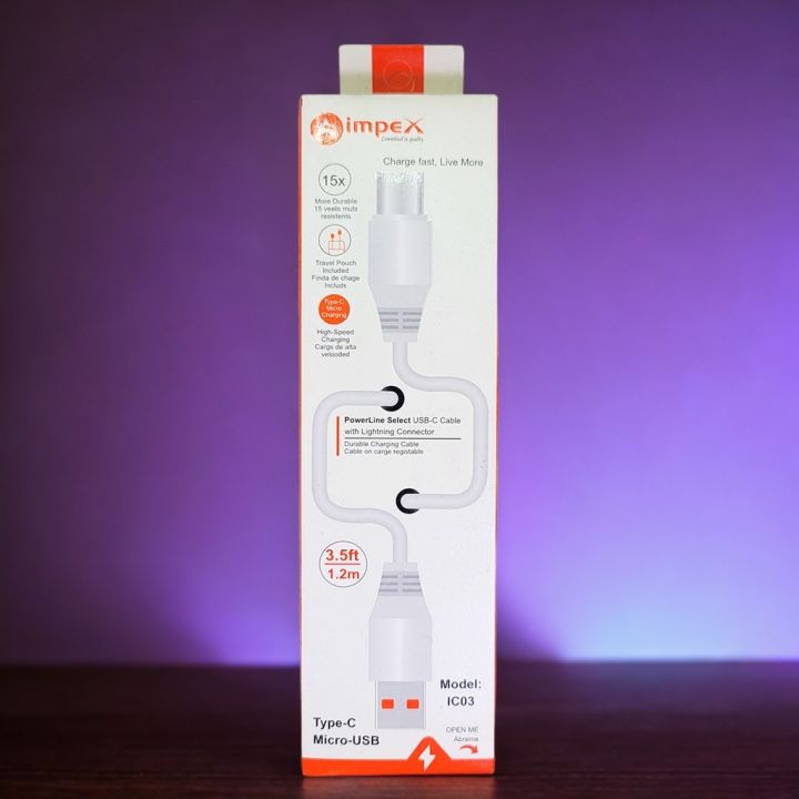 Impex Fast Strong Type-C Cable Model-C-20 | Daraz.com.bd