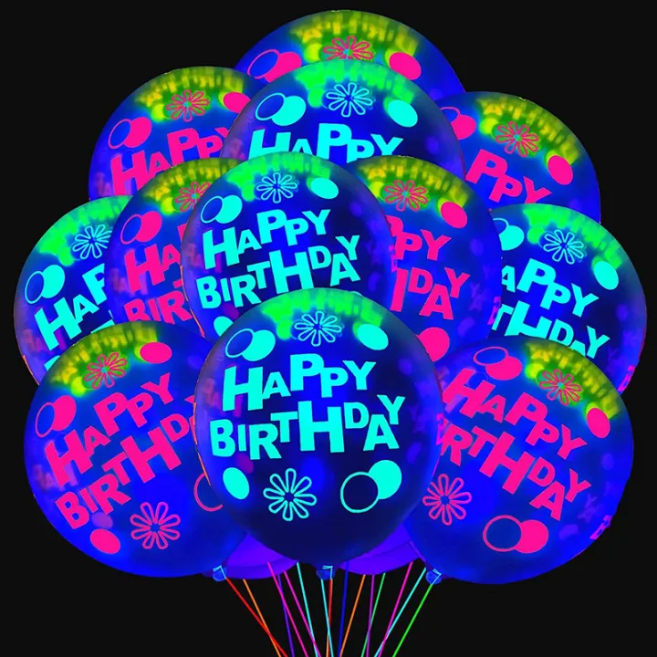 10Pcs 12Inch Fluorescent Balloons Neon Glow Latex Balloons Wedding ...