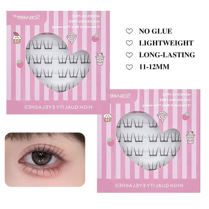 24Clusters Invisible No-Glue Eyelash Clusters Ultra Thin Feather Lashes ...