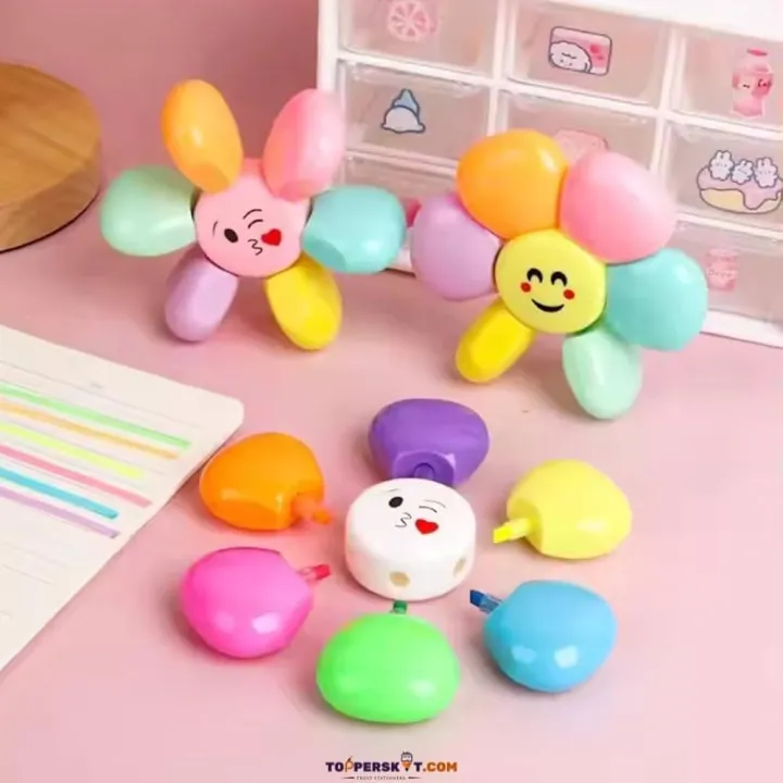 mini smile, cute highlighters, set of 6pc, different colours ...