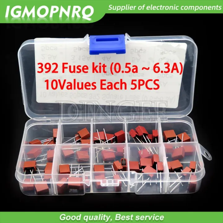 10values 50pcs Square Plastic Fuse 392 0.5A 500mA 1A 1.25A 1.6A 2A 2.5A ...