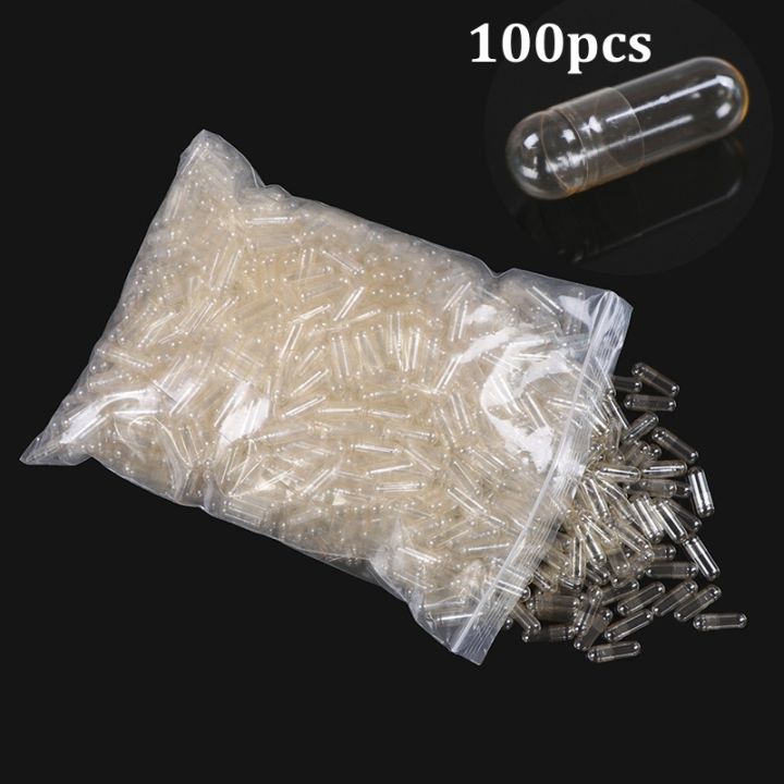 100PCS/Bag Standard Size 00#0#1# Empty Capsules Gelatin Clear Capsules ...