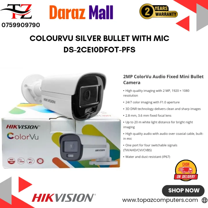2MP ColorVu Audio Fixed Mini Bullet Camera | Daraz.lk
