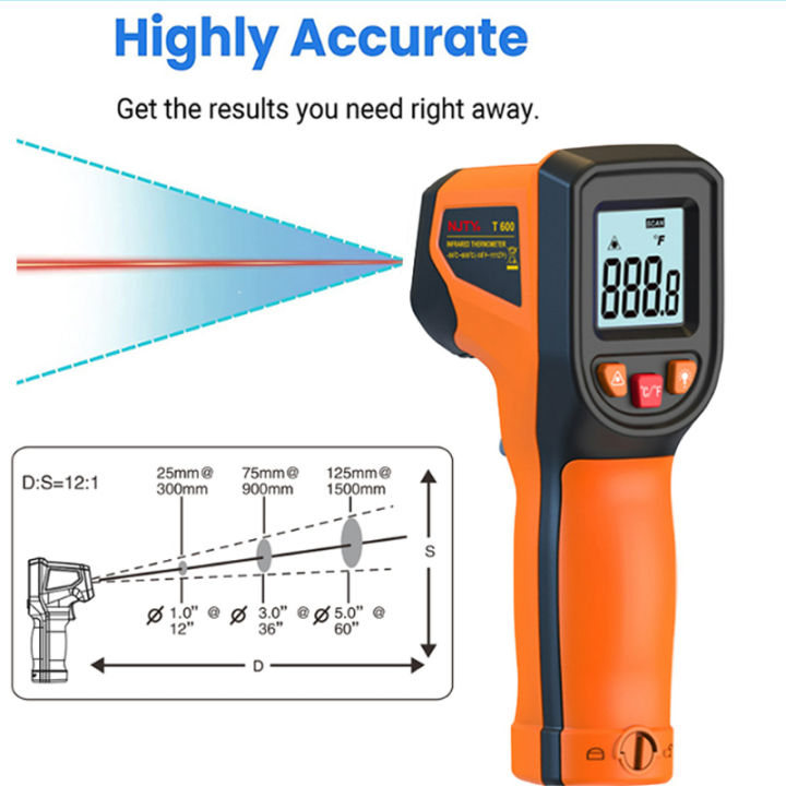 -50~600°C Digital Infrared Thermometer Non-contact Laser Temperature ...