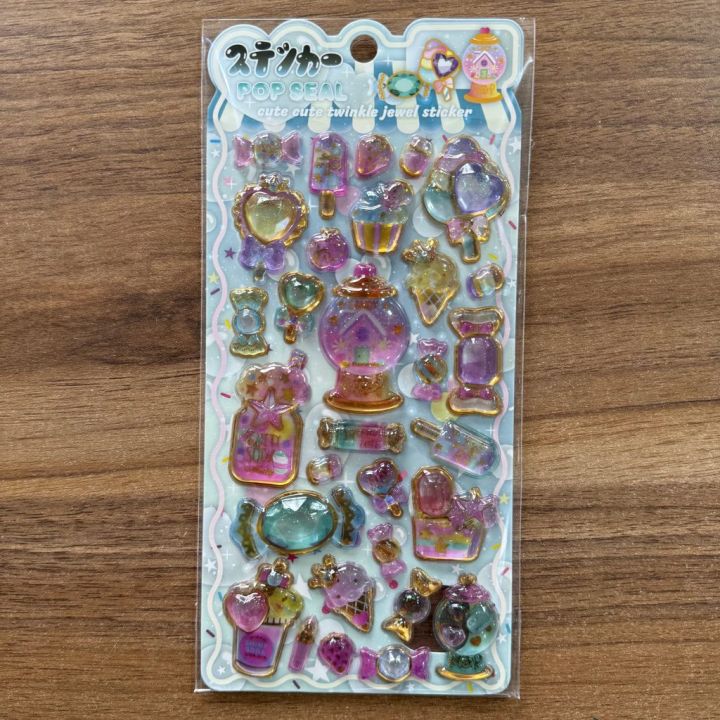 4Pcs Cute 3D Sparkle Gem Stickers, Kawaii Sweet Dessert & Castle Epoxy ...