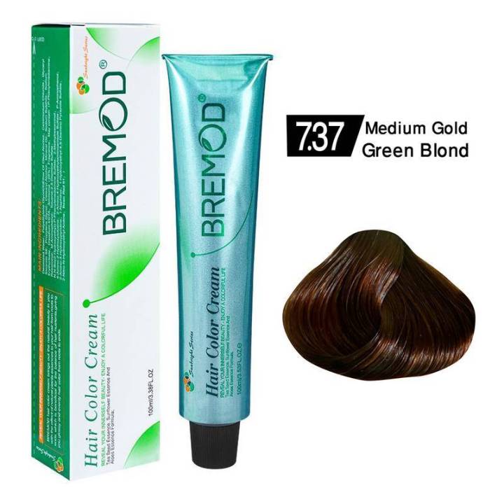 Bremod Hair Color Cream 7.37 Medium Gold Green Blond 100ml | Daraz.pk