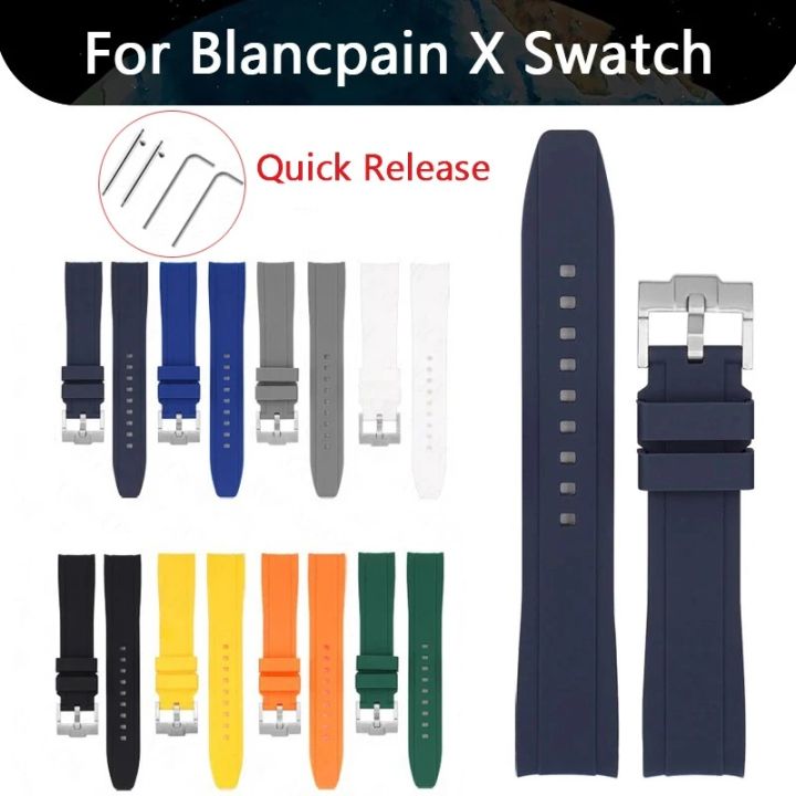 Curved Interface Silicone Strap for Swatch x Blancpain Fifty Fathoms ...